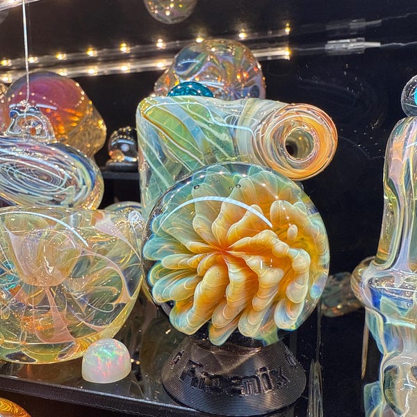 Blue Flower Glass Implosion Marble, Glass Marble, Hand Blown Glass, Art ...