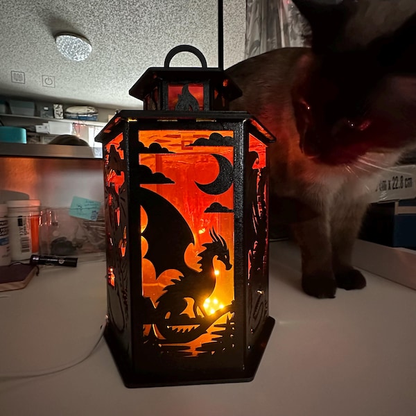Dragon's Breath Lantern: Detailed Laser-cut Artwork, Mystical 3D ...