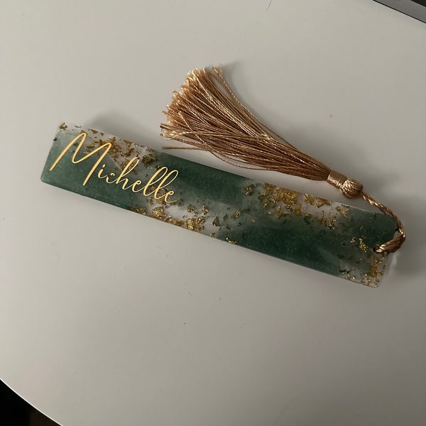 Gold Foil Resin Book Marks Custom Name Bookmarks Geode Gemstone Marbled ...
