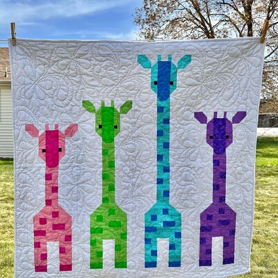 Giraffes in a Row Quilt Pattern, PDF Instant Download Modern Patchwork ...