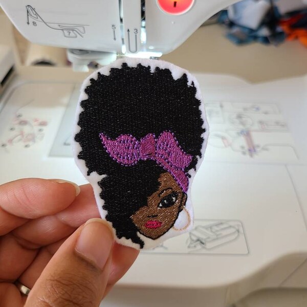 Afro Girl Face Embroidery Design, Black Girl Embroidery Design, Machine ...