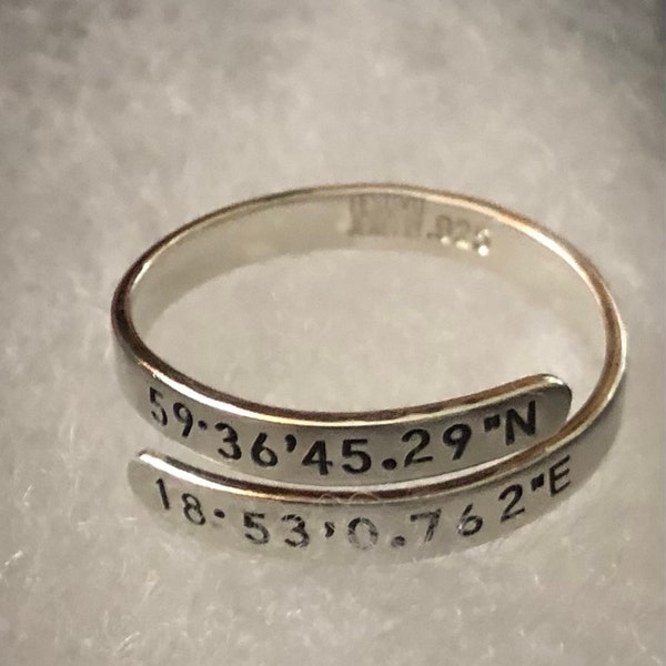 Coordinates Wrap Ring - Sterling Silver, Gold Filled, Rose Gold Filled ...