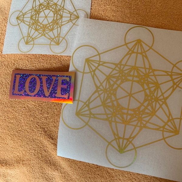 Metatron's Cube, Vinyl Sticker, Window Decal, Prismatic Rainbow Gold or ...