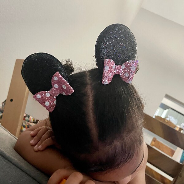 Minnie Mouse Pink Ear Clips - Minnie Ears - Pink Mouse Ears - Minnie ...