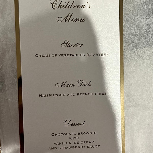 Gold Foil Wedding Menu, Gold Foil Party Favour Tags, Gold Foil Place ...
