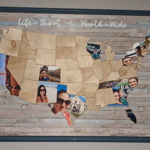 USA State MAP Cut Out Custom Size Unfinished US States Laser Nursery ...