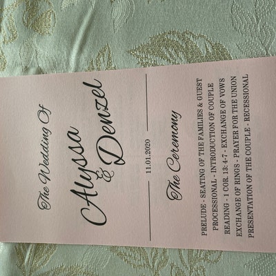 Simple Wedding Program Template, Cursive Script Printable Program, Instant Download, DIY ...