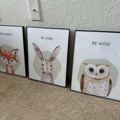 Nursery Decor Woodland Poster Prints, Kids Animal Wall Art, Bear ...