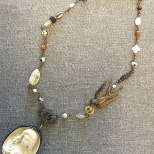 Rosary Ex-voto Sacred Heart Locket Rosary Mary Magdalene Shell Necklace ...