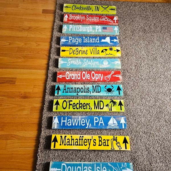 Personalized Hanging Rustic Wood Signs, Directional Arrow Signs ...
