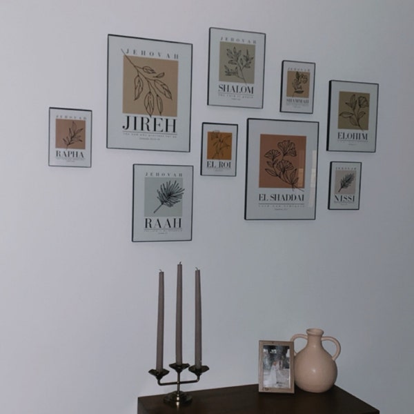 Hebrew Names of God Printable Wall Art, Jehovah Jireh Rapha Shalom ...