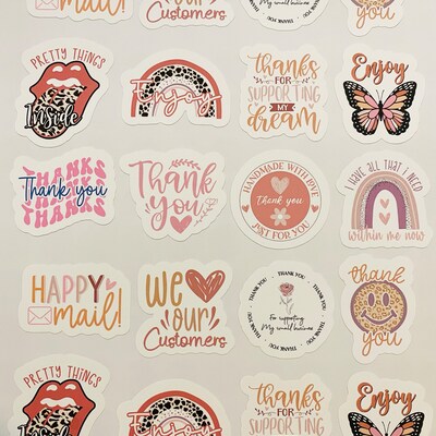 Boho Thank You Stickers SVG PNG Bundle Digital Thank You Printable ...