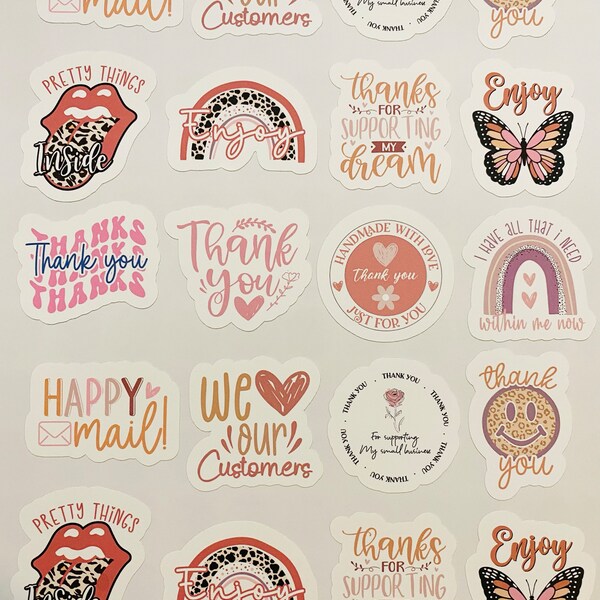 Boho Thank You Stickers SVG PNG Bundle | Digital Thank You Printable ...