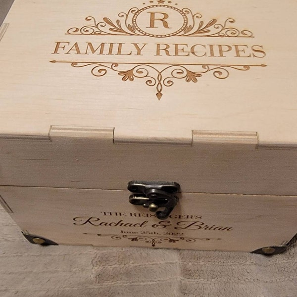 Personalized Wedding Recipe Box Bridal Shower Gift for Couple Wooden ...