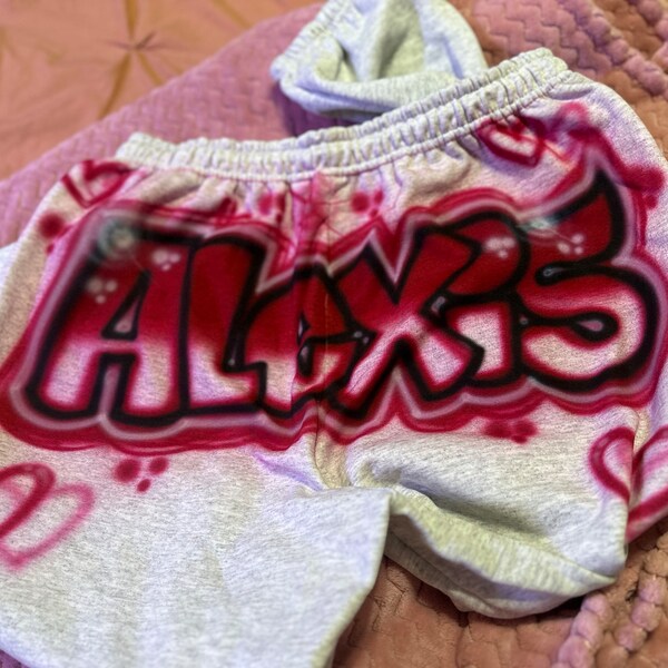 Airbrushed Sweatpants: Custom Name, Heart Design - Etsy