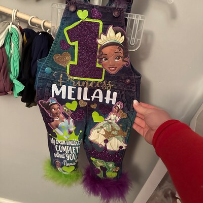 Princess Purple Green OVERALLS Birthday Overalls Custom Denim Birthday ...