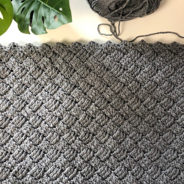 Diagonal Diamonds Basket Weave Crochet Throw Blanket Pattern, Basket ...