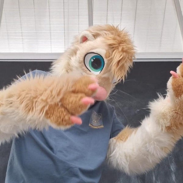 Light Blue Furry Plush Hand Paws – Light Baby Blue Fur With White Claws ...