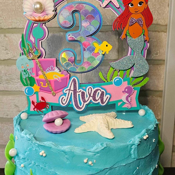 Cute Black Little Mermaid Cake Topper - Etsy