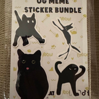 Black Cat Meme Burnt Loaf Glossy Vinyl Sticker Cat Sticker Black Cat ...