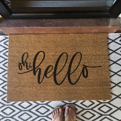 Oh Hello Doormat, Hello Welcome Mat, Housewarming Gift, Cute Doormat ...
