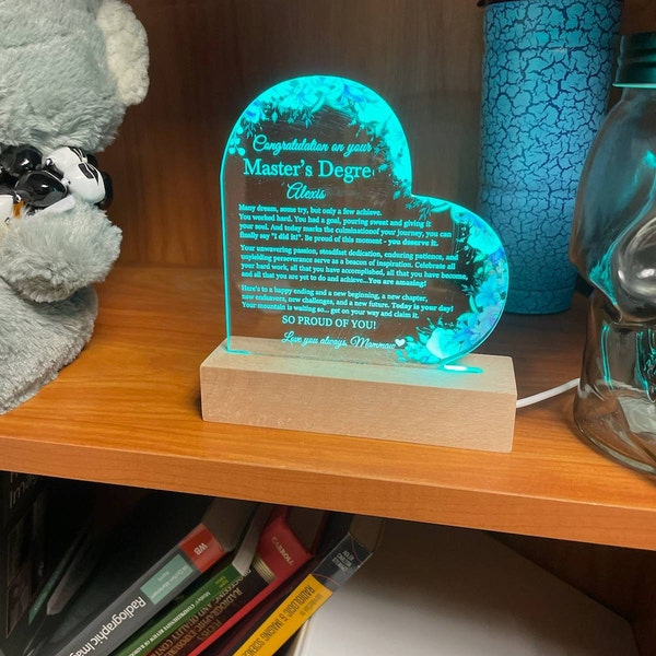 Master's Degree Graduation Gift, Master's Degree Gifts, Heart Plaque ...