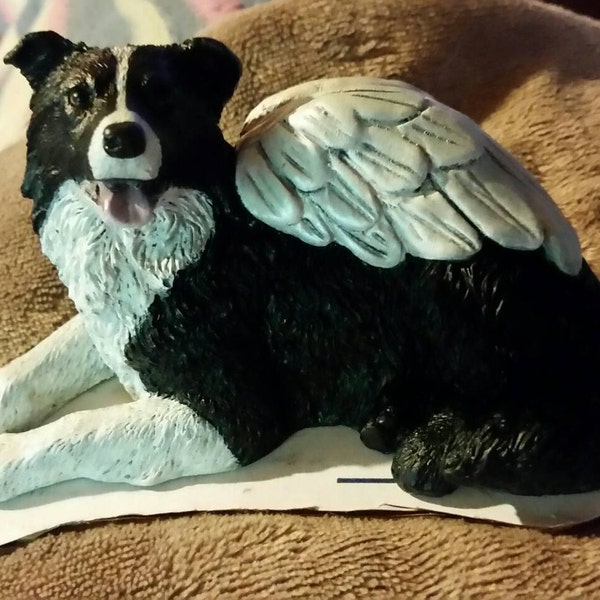 Border Collie Angel Statue - Concrete Dog Memorial - Border Collie Art ...