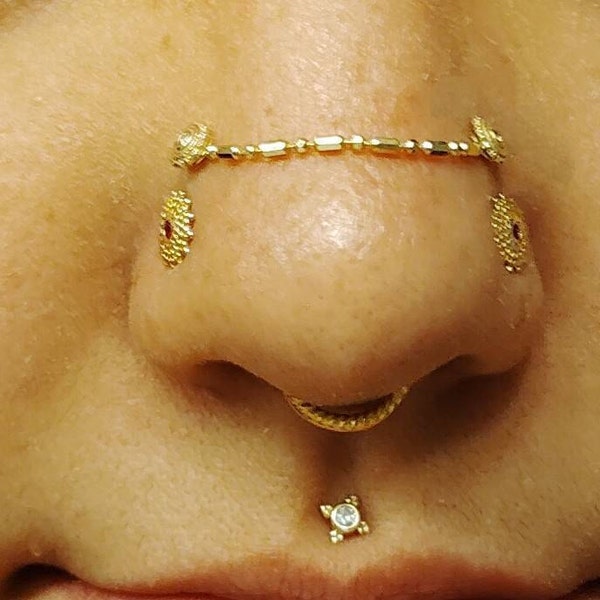 14K Solid Gold Double Row Hinged Segment Hoop Ring Forward Facing ...