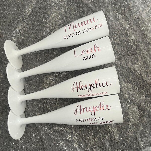 Personalised White Champagne Prosecco Flutes, Bridesmaid Proposal, Hen ...