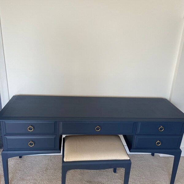Stag Double Pedestal Mahogany Dressing Table With Stool, Stag Vanity ...