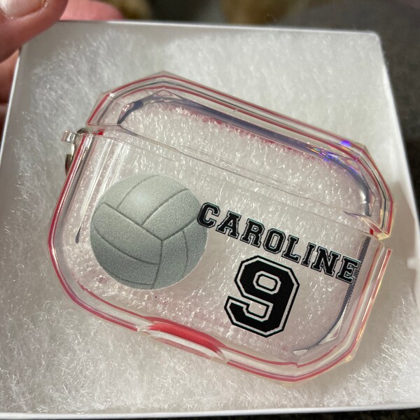 Volleyball Airpods Case With AirTag Keychain Holder Personalized Gift ...