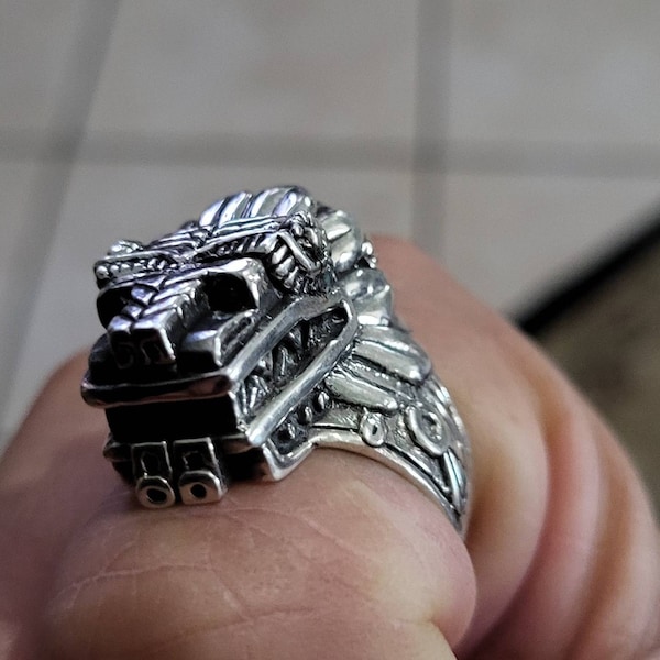 Quetzalcoatl Aztec - Kukulkan Mayan Ring Solid Silver 925 / Azteca ...