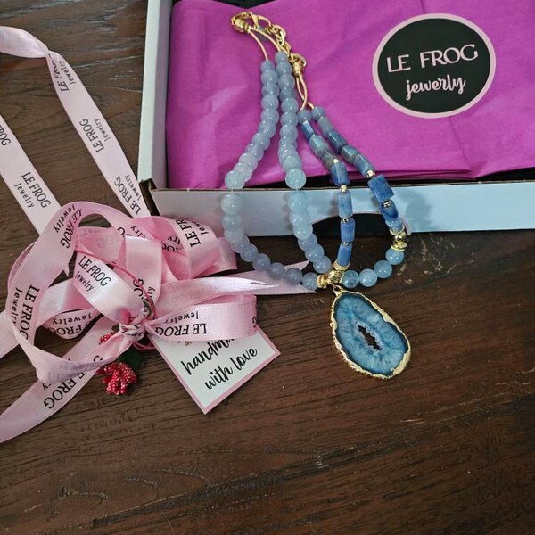 Lapis Lazuli Necklace and Earrings Set, Chunky Handmade Gemstone ...