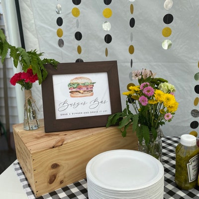 Burger Bar Station 8x10 PRINTABLE Party Sign, Baby Barbecue BBQ Sign ...