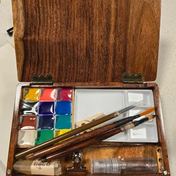 Handmade Wooden Pocket Gouache Paint Box - Etsy