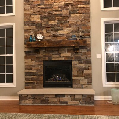 8 Deep Rustic Wood Beam Fireplace Mantel With Corbels Floating Shelf ...