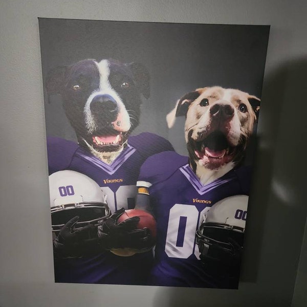 Custom Pet Portrait Football New England Patriots Canvas Funny Pet ...