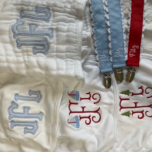 Applique Liberty Monogram Baby Burp Cloth or Bib - Etsy