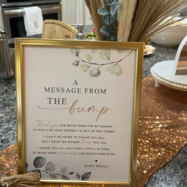 A Message From the Bump PRINTABLE Personalized . Baby Shower Bump Sign ...