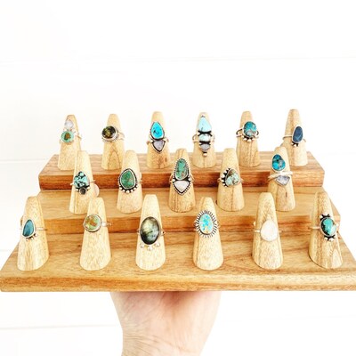Oval Wood Ring Display - Etsy
