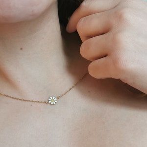 Flower Necklace, Tiny Flower Necklace, White Flower Necklace, Gifts for ...