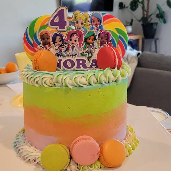 3D (handmade) Rainbow Girls Cake Topper and 2pcs Mini Topper / Cupcake ...