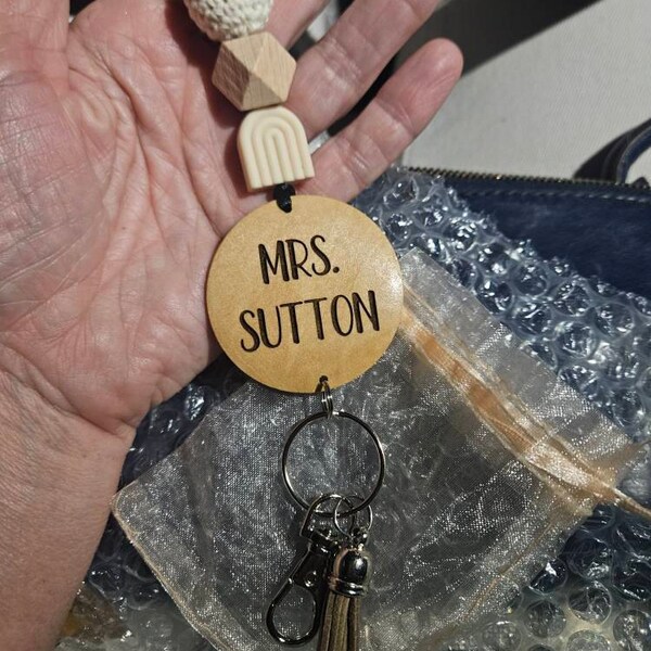 Boho Rainbow Daisy Beaded Teacher Lanyard, ID Badge Holder, Lanyard for ...