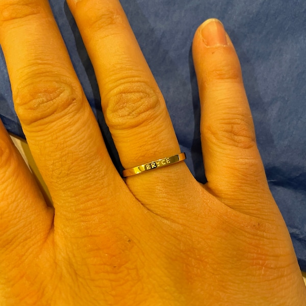Engraved Gold Ring, Personalized Gold Ring, Solid 14k or 10k Gold ...