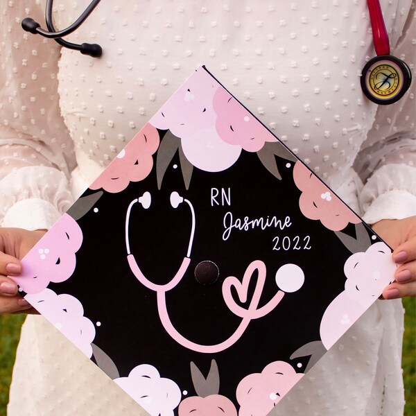 Stethoscope Digitally Made Printed Custom Graduation Cap Topper. Nurse ...