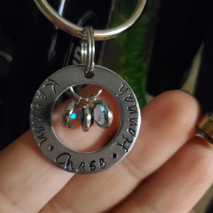 Mothers Day Personalized Keychain, Hand Stamped Key Ring, Birthstones ...