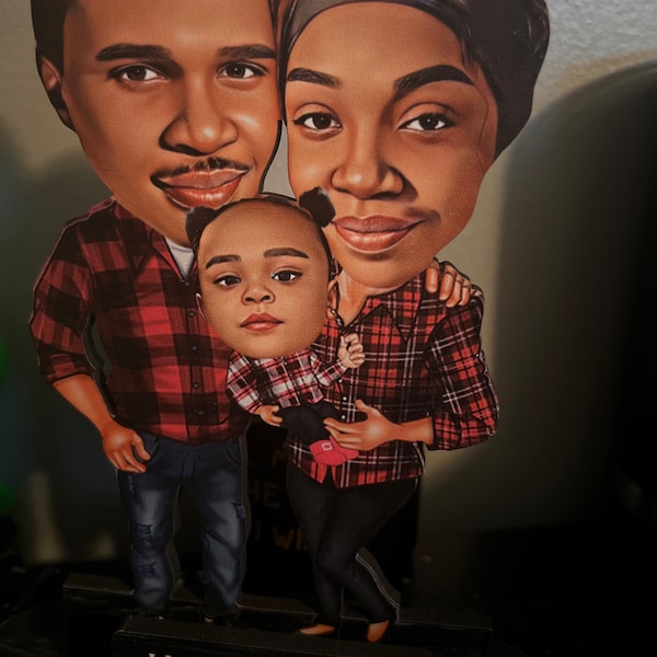 Personalized 3D Wooden Cartooned Family Figurine Trinket, Custom ...