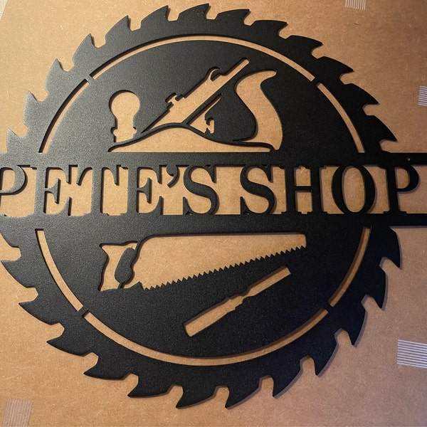 Wood Shop Sawblade Customized Monogram Metal Sign, Construction Trades ...