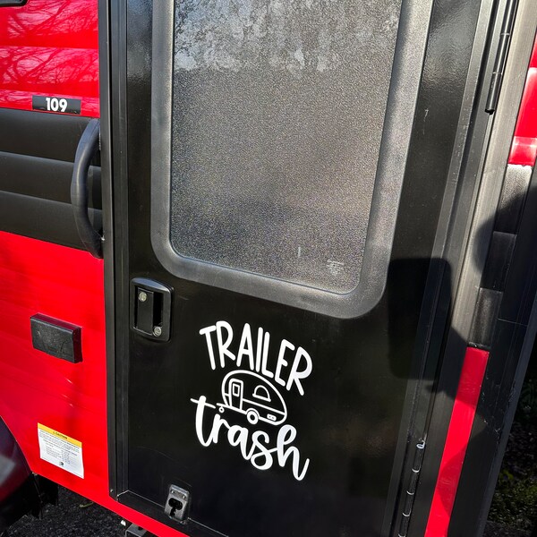 Trailer Trash Decal | RV Decals | Camper Decor | Vinyl Trash Can Decal ...