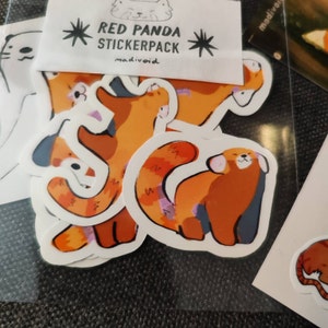 Red Panda Sticker Pack Waterproof Vinyl Cute Kawaii Glossy Stickers ...